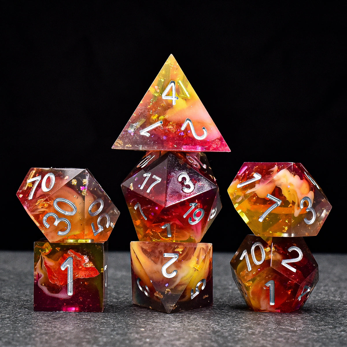 Blazing Furnace Sharp Edge DND/TTRPG Dice set – Dicemaniac