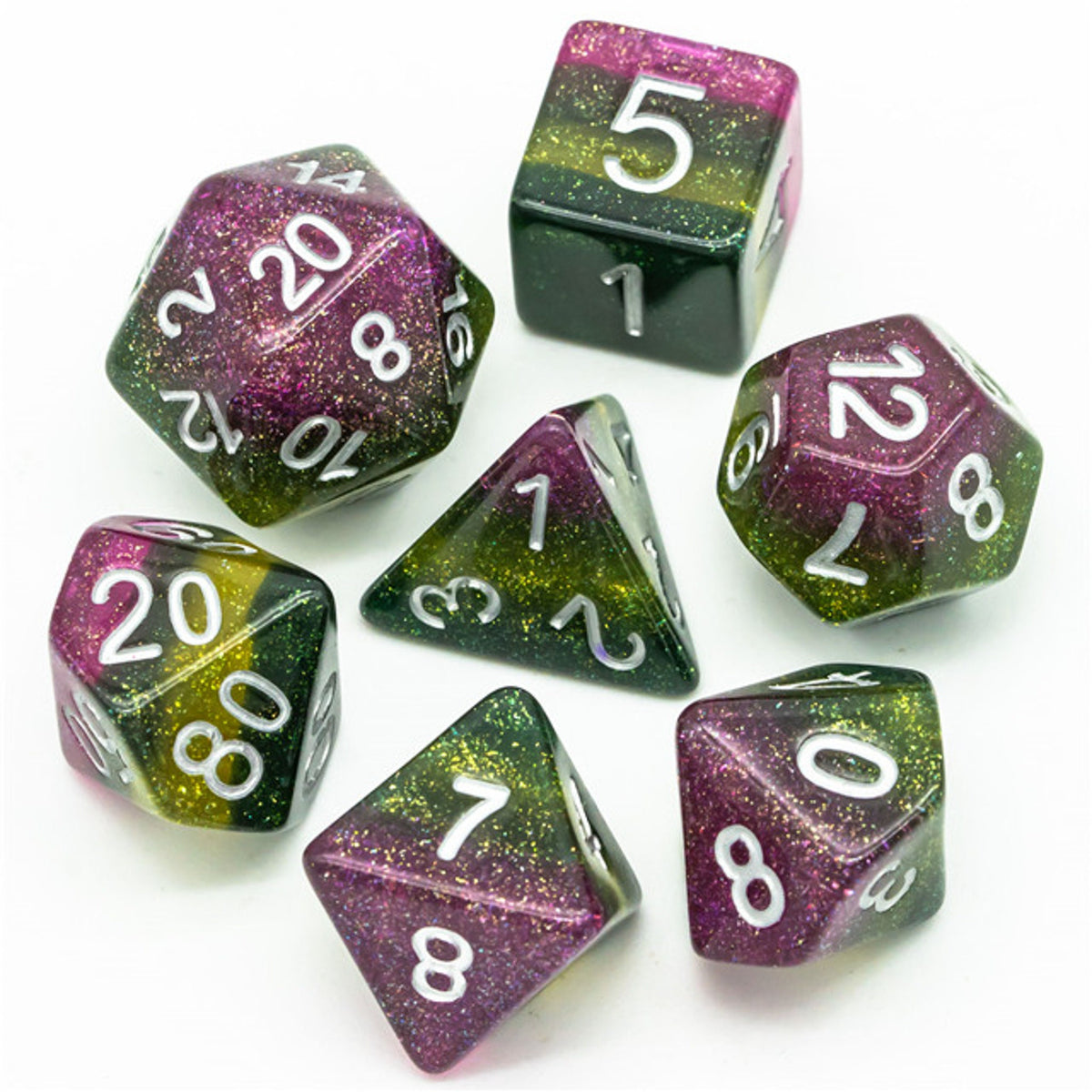 Green & Purple DND/TTRPG Dice set – Dicemaniac